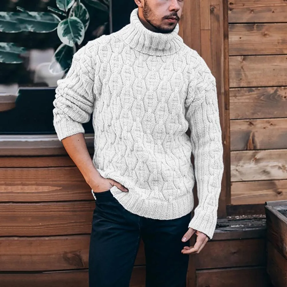Karakeeb - Product Details - Men Turtleneck Solid Color Knitted Sweater Long Sleeve Ribbed ...