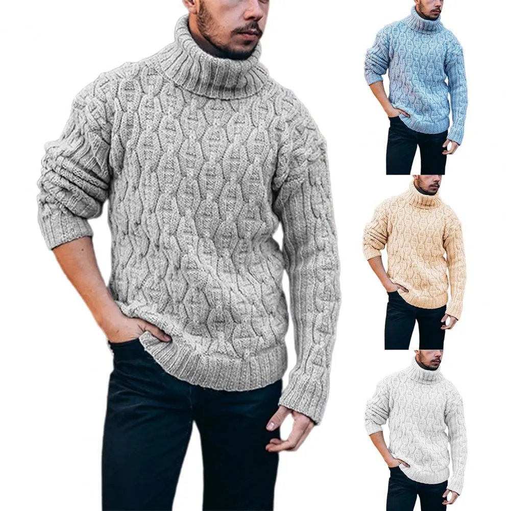 Karakeeb - Product Details - Men Turtleneck Solid Color Knitted Sweater Long Sleeve Ribbed ...